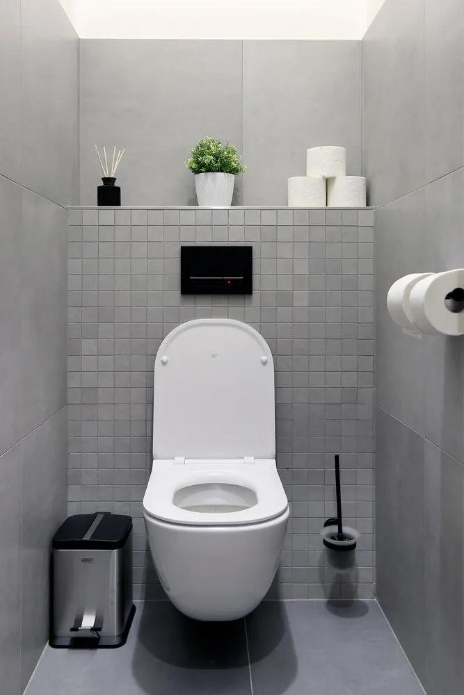 Sanela - Automatický splachovač WC s elektronikou ALS do montážního rámu SLR 21, černé tlačítko, 24 V DC
