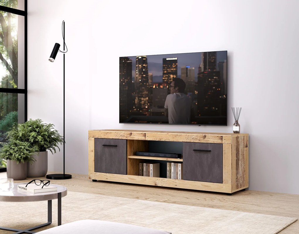 TV stolek Luna 140 cm dub Matera světlý/antracit