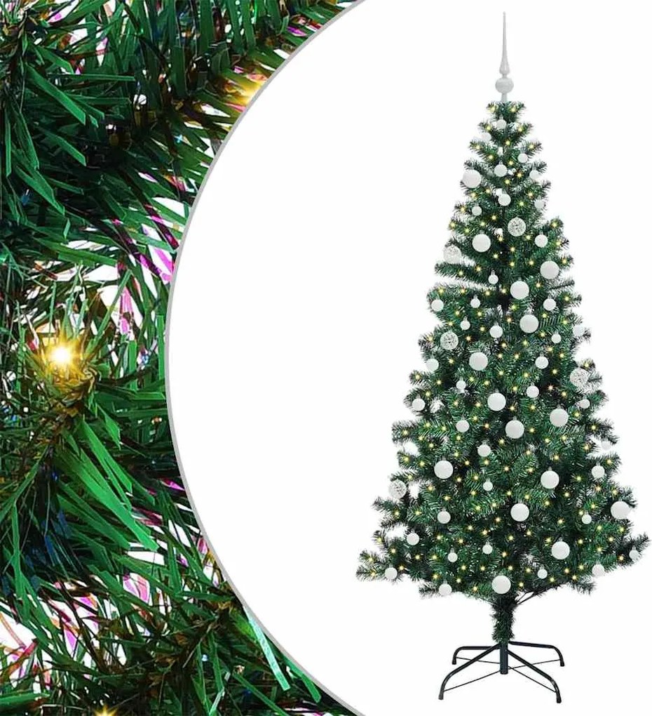 Umělý osvětlený vánoční stromeček Zelená 180 cm PVC a kov 3396765