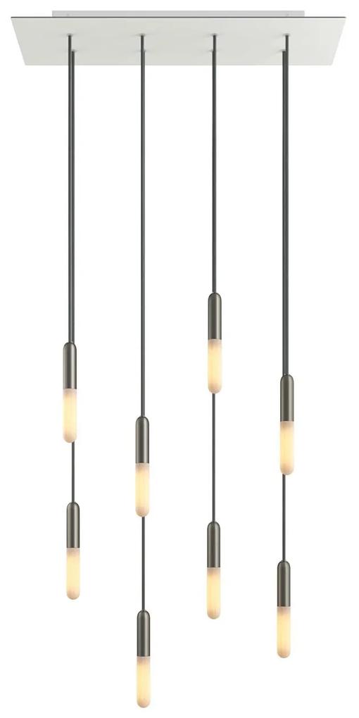 creative cables Závěsná lampa s 8 světly, s obdélníkovým XXL baldachýnem Rose-one, textilním kabelem a kovovými komponenty Barva: Matný černý dibond