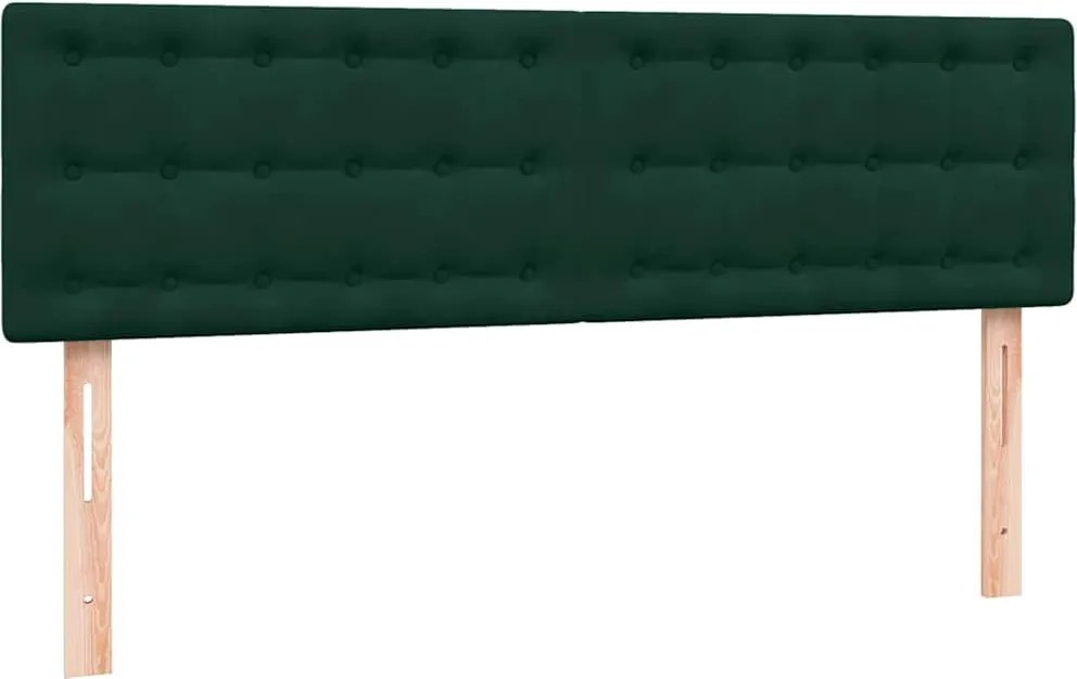 Box spring postel s matrací a LED tmavě zelená 160x220 cm samet 3317322
