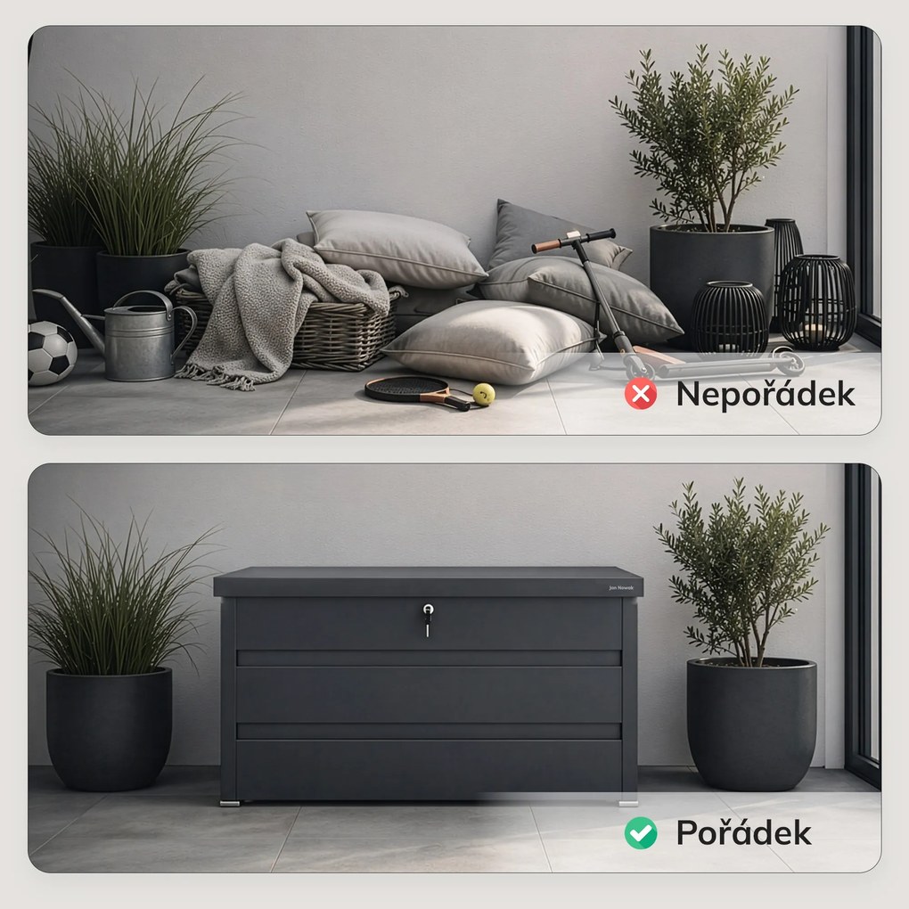 Velký zahradní a balkonový box antracitový: CARRIE 1190 x 520 x 587 mm