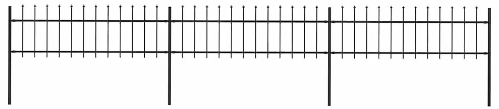 Zahradní plot s kopím nahoře ocelový 504 x 60 cm černý 277595