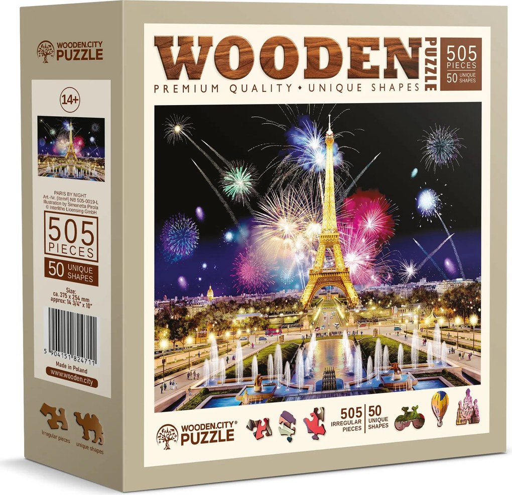 Wooden city dřevěné puzzle - noční paříž 505 dílků