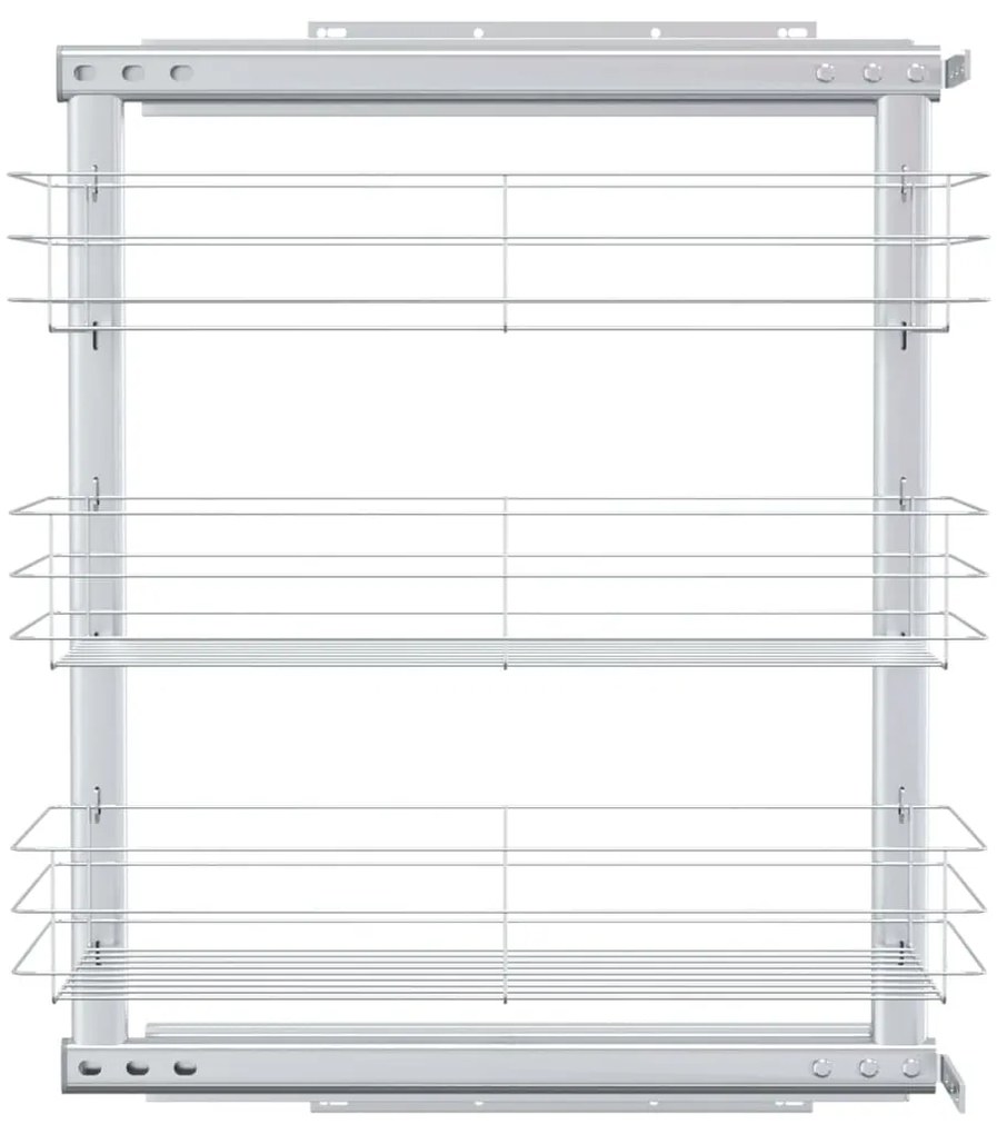 vidaXL Marketos 3patrový výsuvný kuchyňský drátěný koš stříbrný 47 x 25 x 56 cm