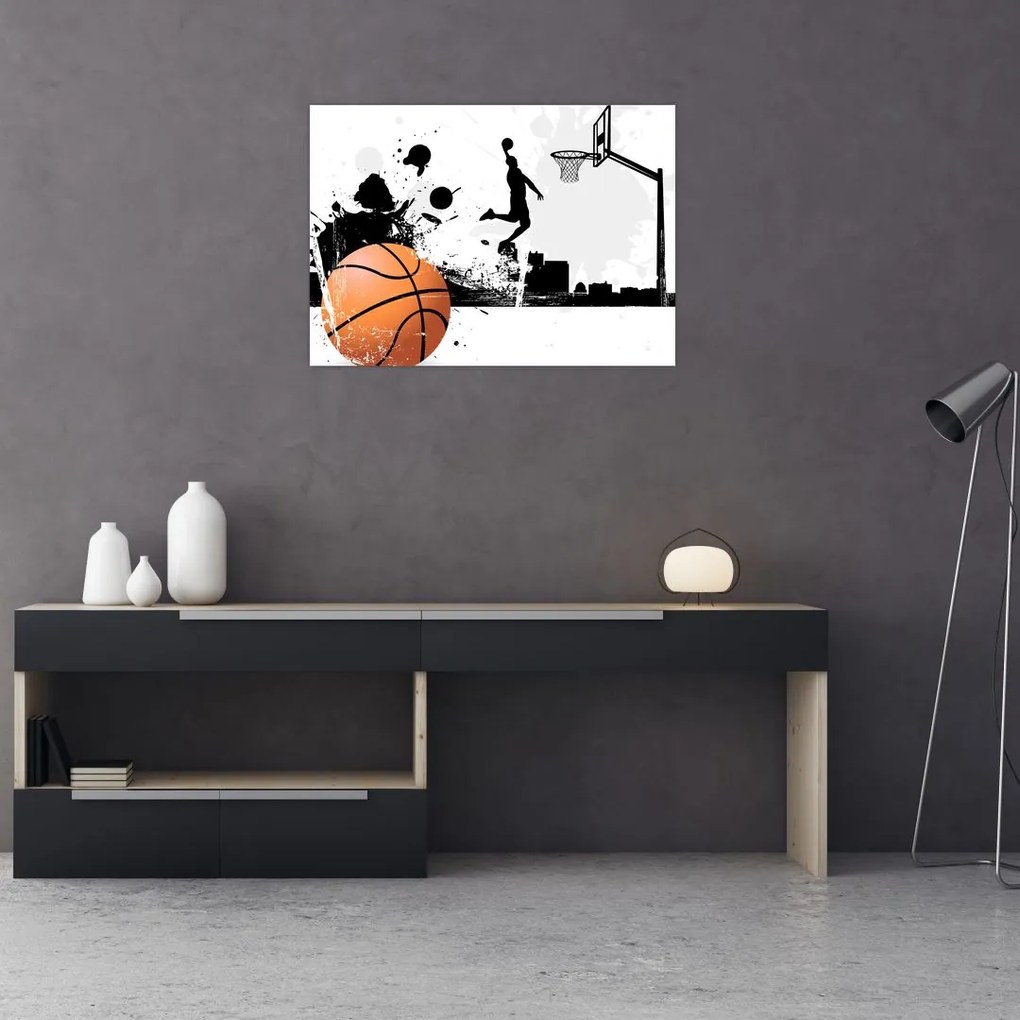 Skleněný obraz - Hráč basketbalu (70x50 cm)