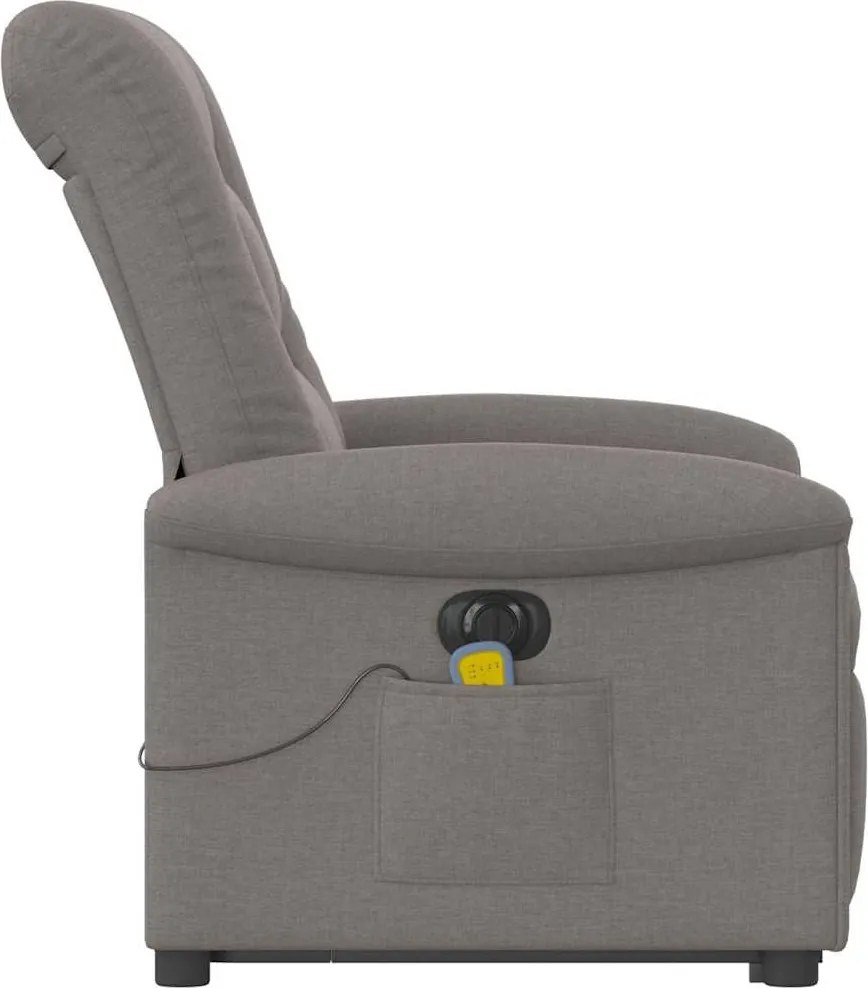 Elektrické zvedací masážní polohovací křeslo taupe textil 3303291