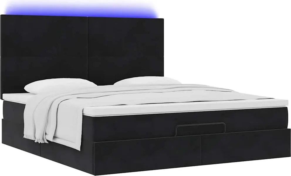 Osmanský rám postele s matracíes černá 180x200cm samet 3314266