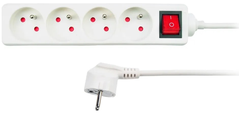 Prodlužovací kabel 4Z - 7m, vypínač, bílá