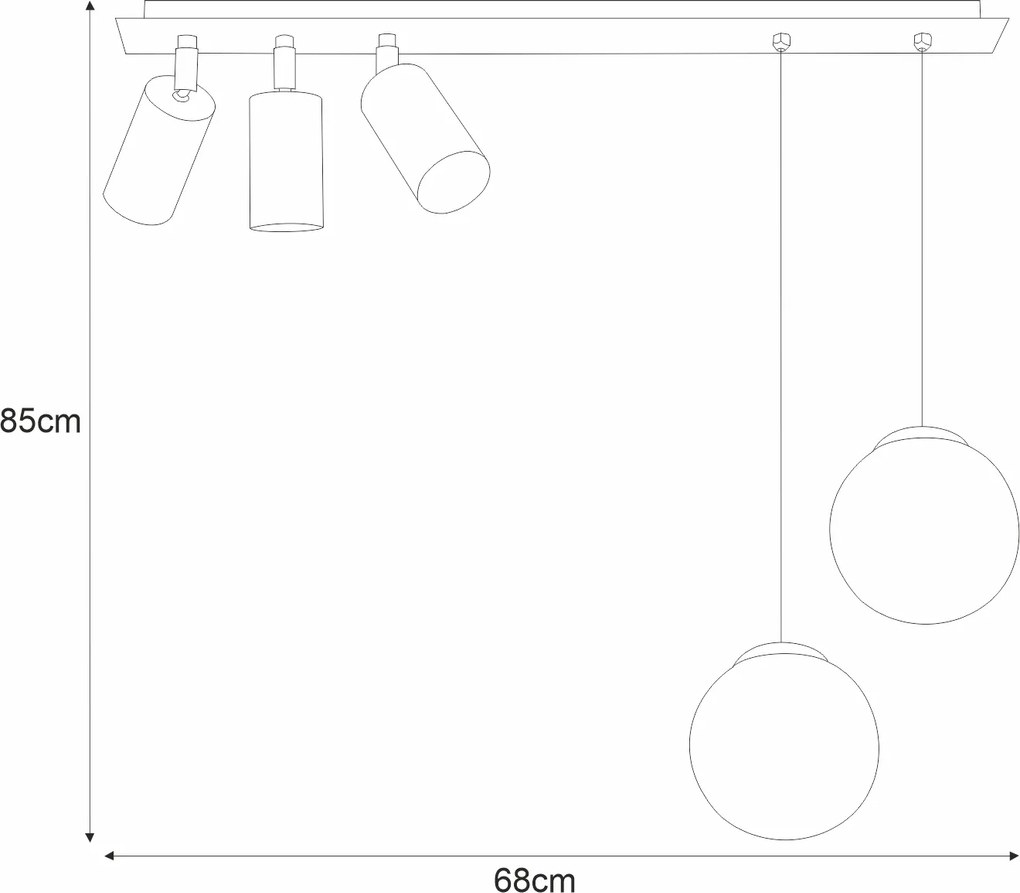 Černé bodovky a koule na lanku ALBIO 3×GU10/2×E14