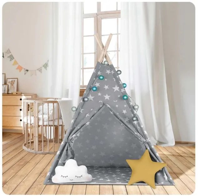 Bestent Dětský stan TeePee s polštářky Grey Sky