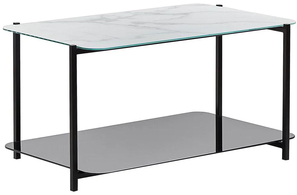 Konferenční stolek s mramorovým efektem bílý/černý GLOSTER Beliani