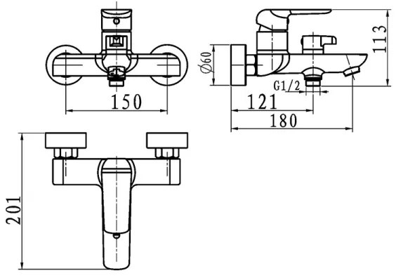 Novaservis - Vanová baterie NOBLESS TINA lesklý chrom