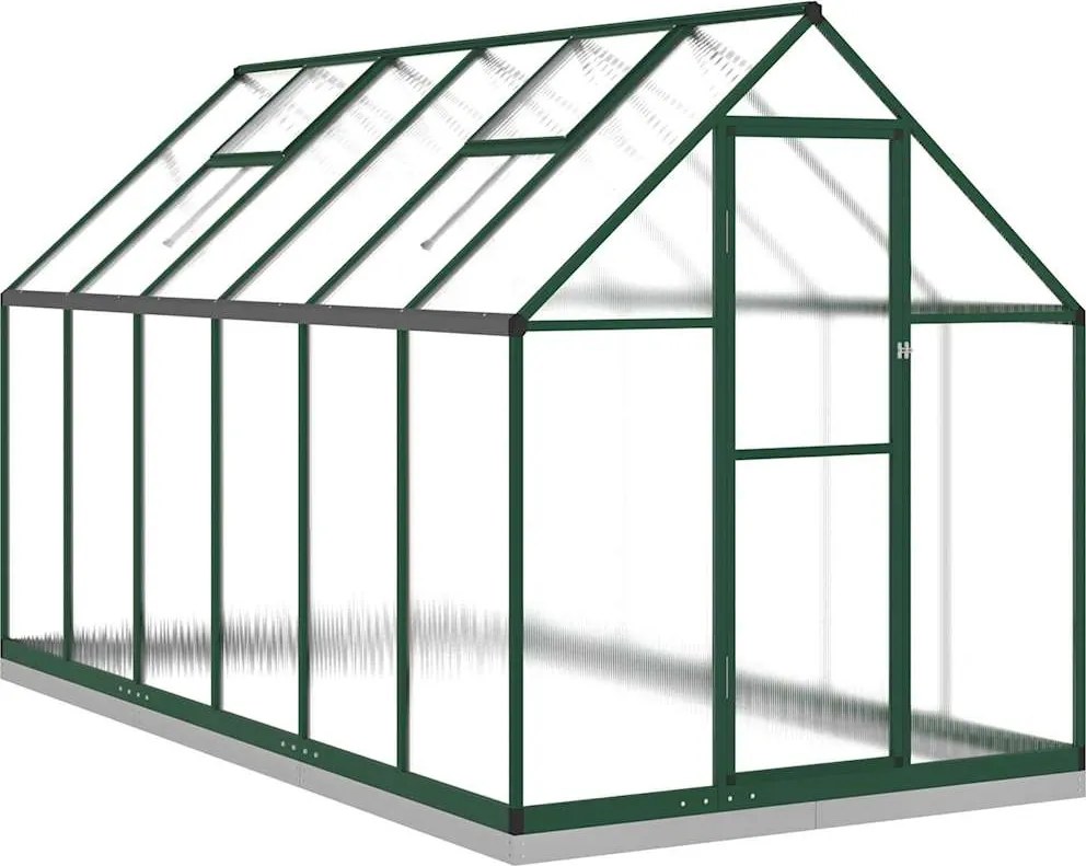 Skleník s podkladovým rámem zelený 334 x 169 x 202 cm hliník 3266330