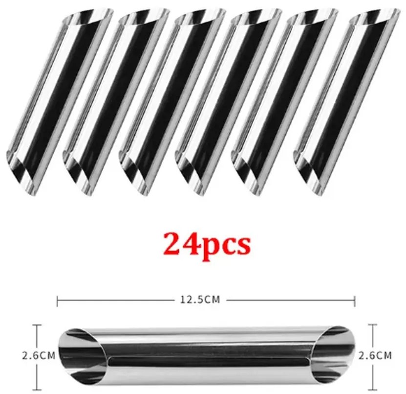 Kuchyňské nerezové kornoutky, trubičky na pečení - 6, 12 nebo 24 ks Barva: 24 ks válcové zkosení