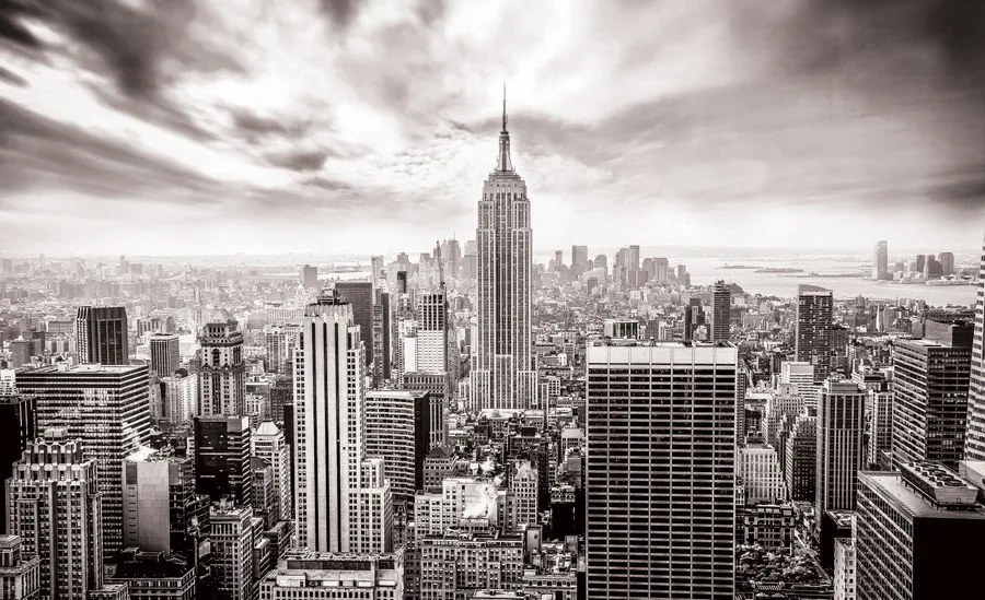 Postershop Fototapeta vliesová: Pohled na New York (černobílá) - 184x254 cm