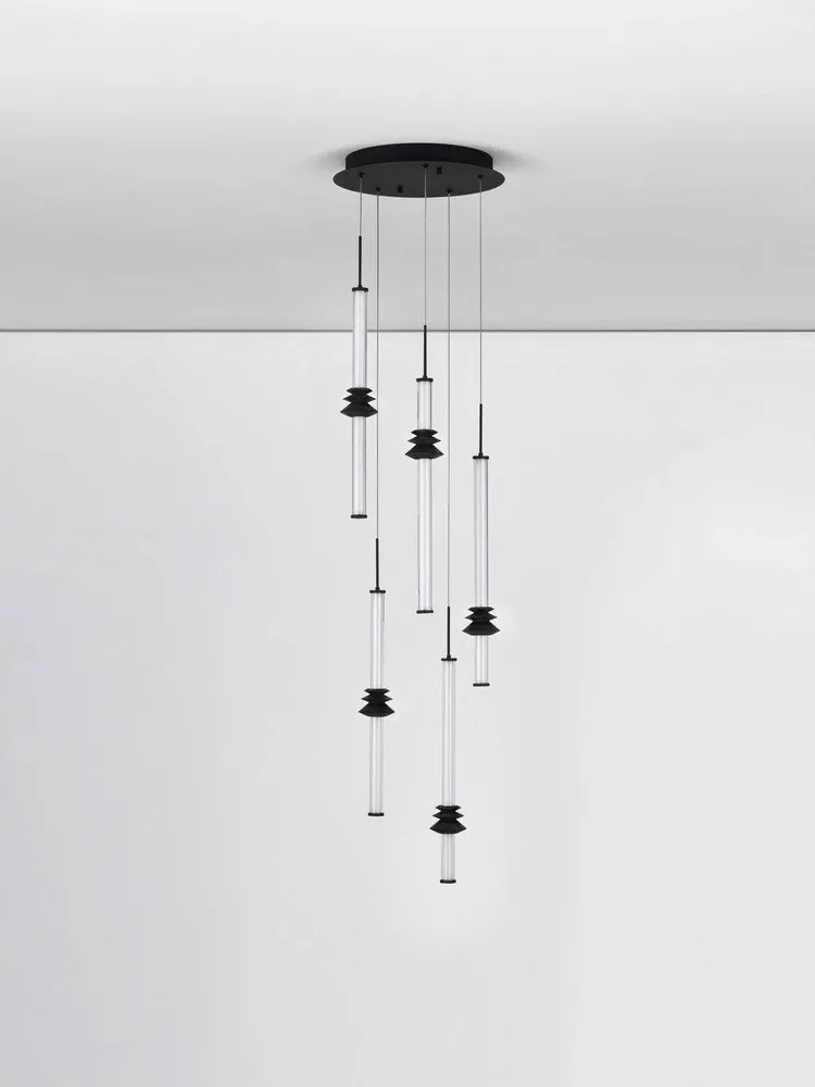 Matně černé keramické LED stmívatelné závěsné svítidlo se stínidlem z akrylového skla ø 35 cm Stalactite – Nova Luce