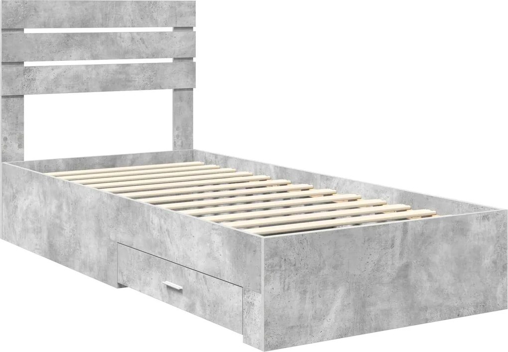 Rám postele s čelo Betonově šedá 100 x 200 cm Kompozitní dřevo 3411678