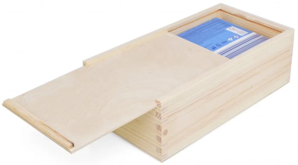 Dřevěná krabička na papírové kapesníky s výsuvným dnem, lakovaná, přírodní dřevo