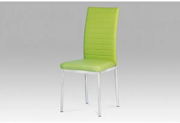 Jídelní židle koženka zelená / chrom
