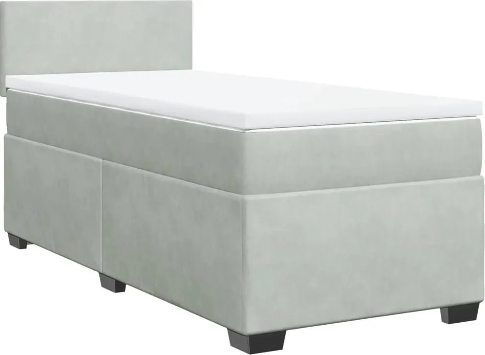 Box spring postel s matrací světle šedá 90x200 cm samet 3288504