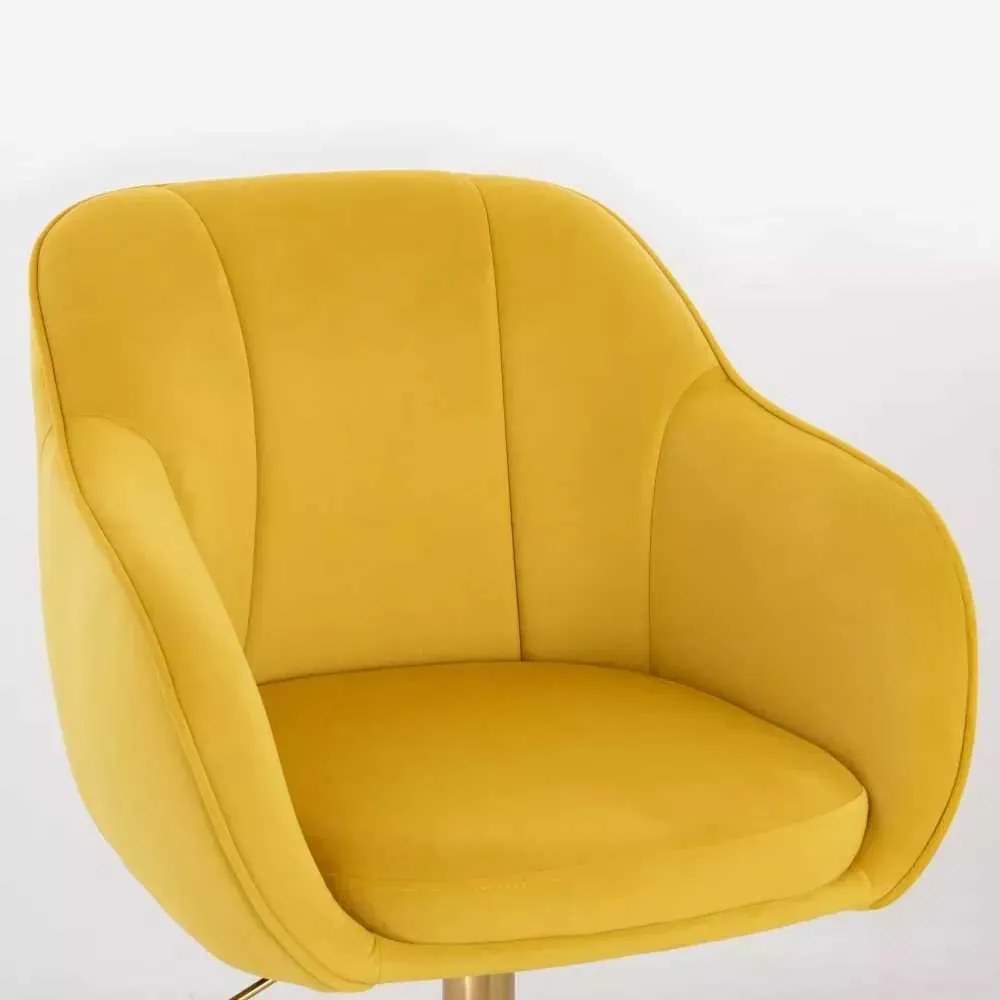 LuxuryForm DESIGN Otočná židle AVOLA VELUR na černém kříži - žlutá