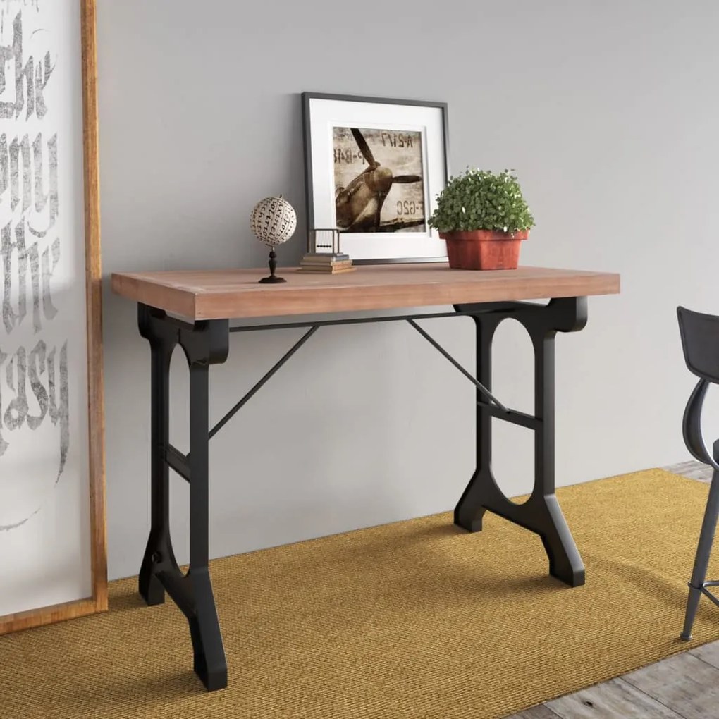 Jídelní Stůl 110 X 65 X 82 Cm Masivní Jedlové Dřevo A Železo