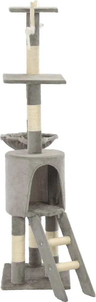 Škrabadlo pro kočky se sisalovými sloupky 138 cm šedé 170578