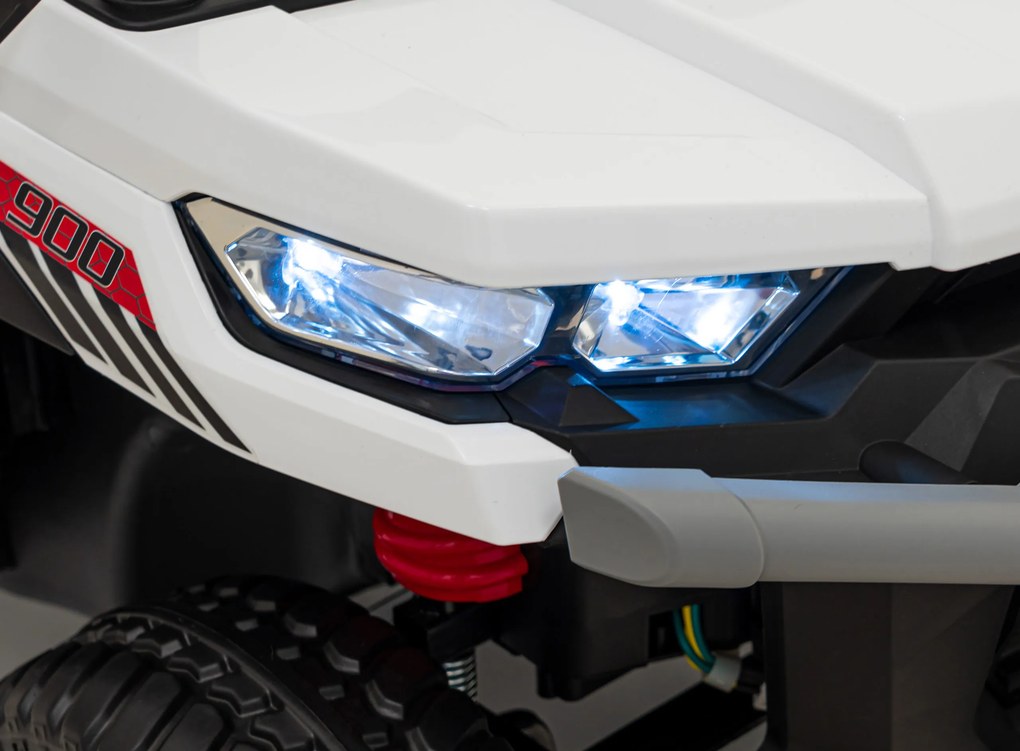 Ramiz Dětské auto Pick-Up Speed 900 bílé + pohon 4x4 + pohyblivá korba + zavazadlový prostor + dálkové ovládání + lopatka + LED a zvuky