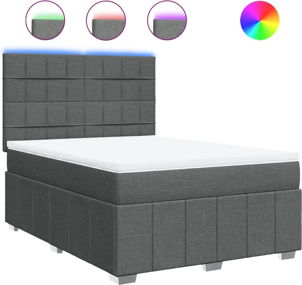 Box spring postel s matrací tmavě šedý 140 x 190 cm textil 3293964