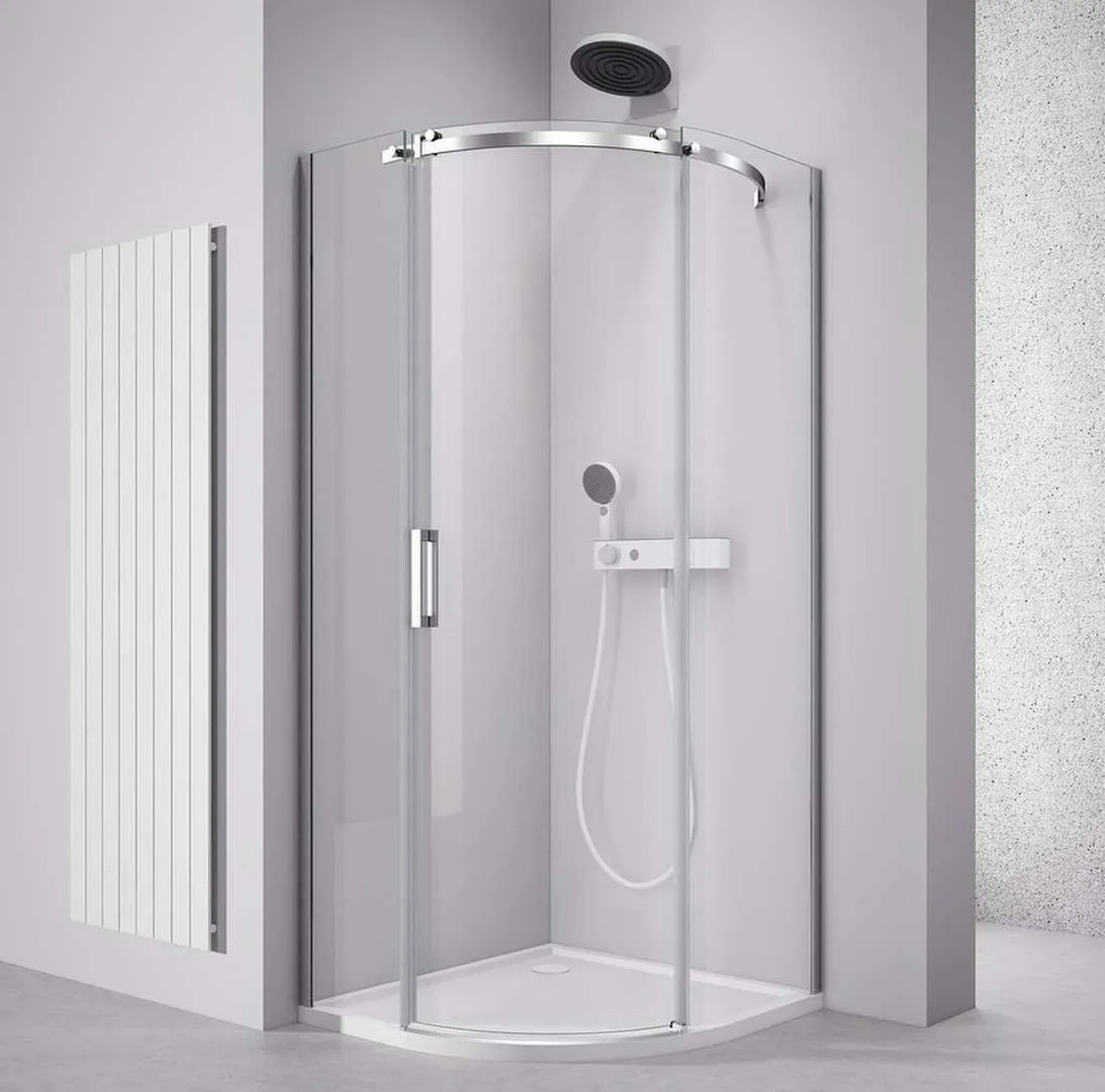 Polysan Thron - Sprchový kout Round čtvrtkruhový 90x90 cm, pravá, Antidrop, čiré sklo/chrom TL2690R-5005