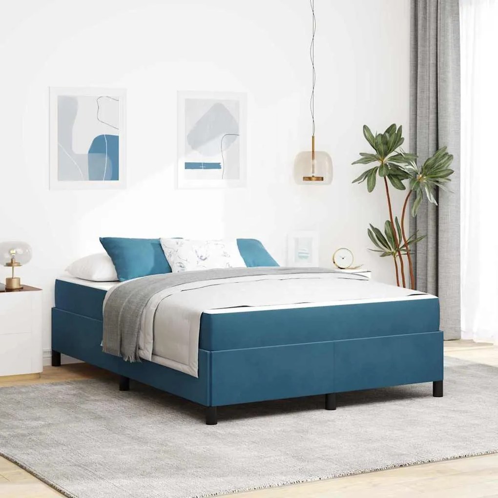 Rám postele Tmavě modrá 140 x 190 cm textil 3399064