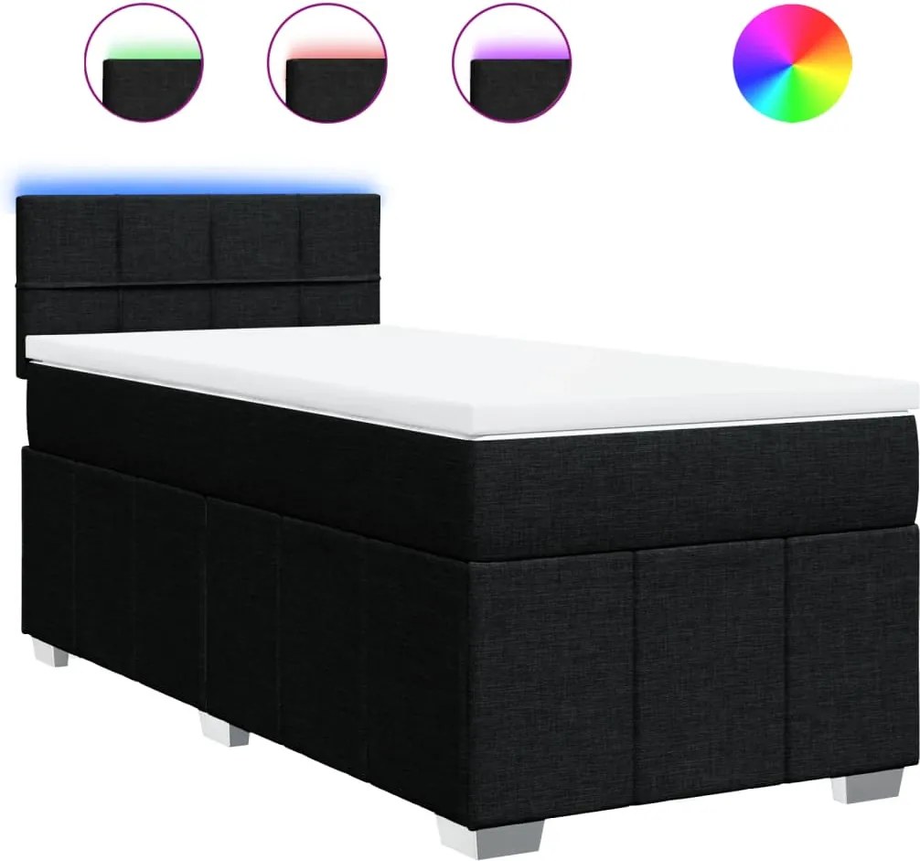 Box spring postel s matrací černá 80 x 200 cm textil 3289197