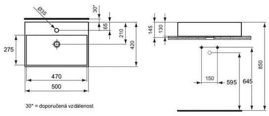 Ideal Standard Strada Umyvadlo na desku 50 cm K081601