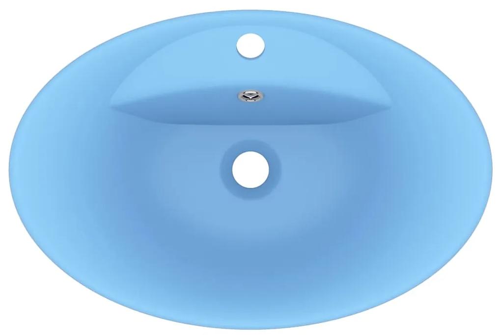 vidaXL Luxusní umyvadlo přepad oválné světle modré 58,5x39 cm keramika