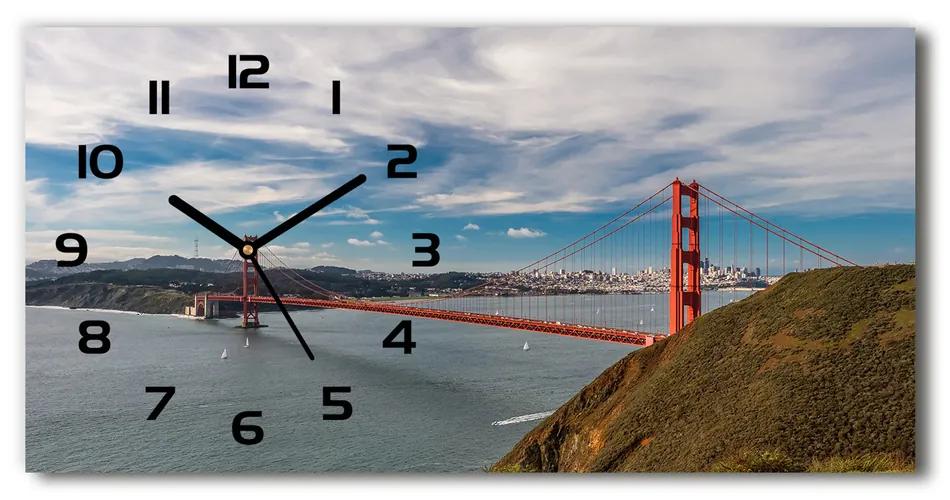 Wallmuralia Skleněné hodiny na stěnu Most San Francisco 60x30 cm
