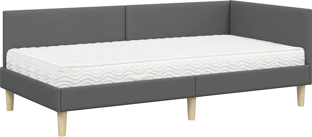 Rohový rám postele s matrací Jiný s čelo 2 ks Šedá textil 3393750