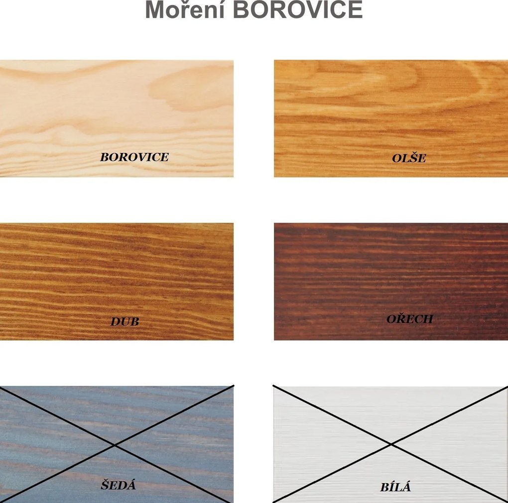Via-nábytek Postel Euro masiv borovice 180 x 200 Povrchová úprava postele: Moření odstín dub