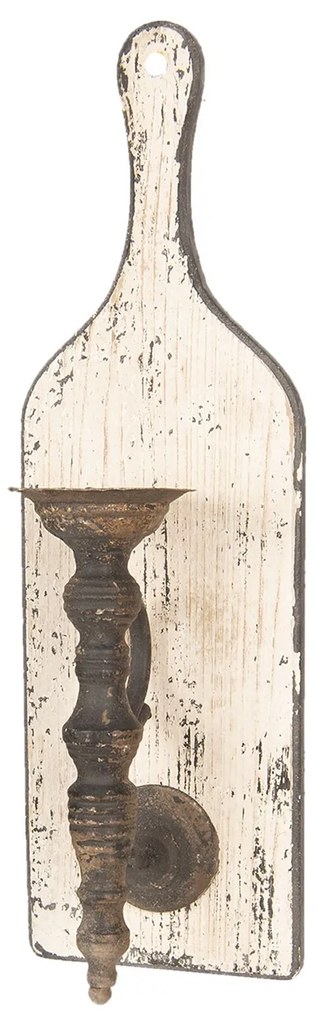 Dřevěný nástěnný svícen s patinou - 18*18*60 cm | BIANO