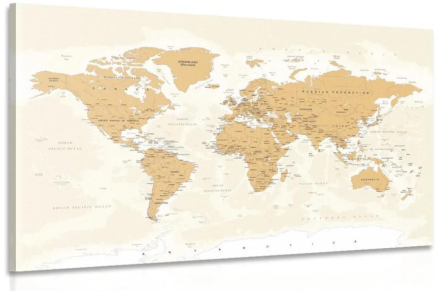 Obraz mapa světa s vintage nádechem