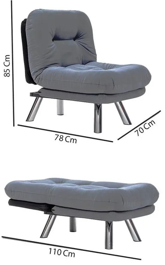 Rozkládací křeslo Misa Small Solo - Grey