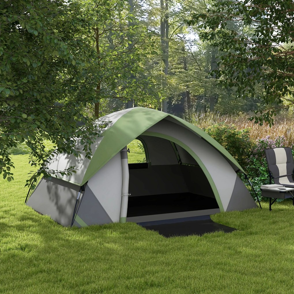 Outsunny Stan pro 2 Osoby - Lehký, Stabilní, Voděodolný Rodinný Stan s Dveřmi a Okno, Balicí Taška, Háček, Stan pro Kempování s Vodním Sloupem 3000mm…