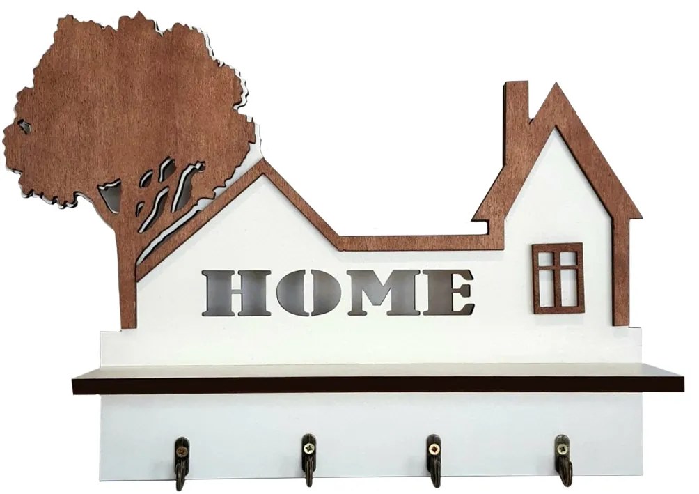 Věšák na klíče " HOME" hnědý