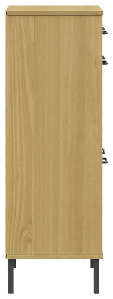 Botník Oslo II s kovovými nohami - masivní borové dřevo | hnědý