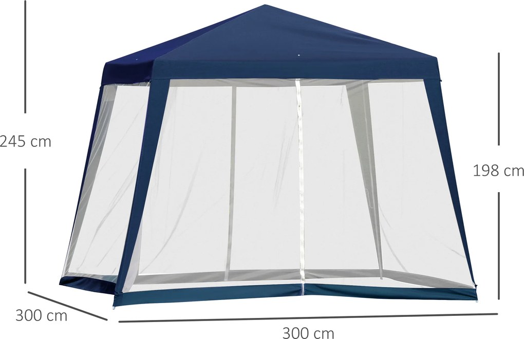 Gartenpavillon Pavillon Festzelt Partyzelt wetterfest Zelt mit Moskitonetz Metall + Polyester Blau 3 x 3 m