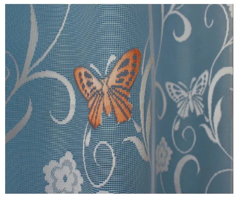 BytoTex Hotová oblouková záclona Motýli oranžový 280 x 120 cm