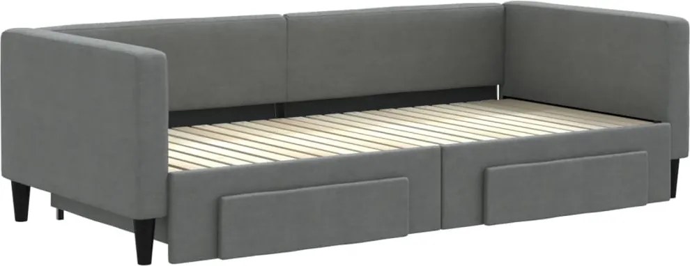 Válenda s přistýlkou a zásuvkami tmavě šedá 90 x 200 cm textil 3196615
