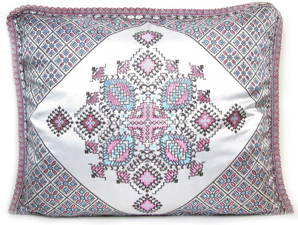Smilargan Povlak na polštář Zina - šedý s růžovými ornamenty