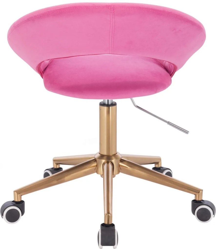 LuxuryForm Židle NAPOLI VELUR na zlaté podstavě s kolečky - růžová