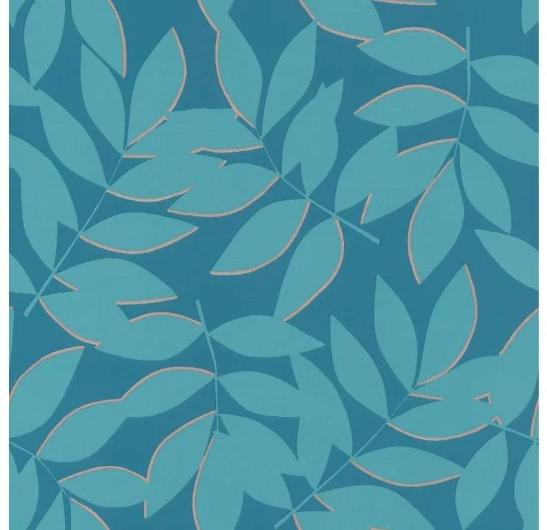 Vliesová tapeta rostlinný vzor - modrá 868418 / Tapety na zeď Symphony (0,53 x 10,05 m) Rasch